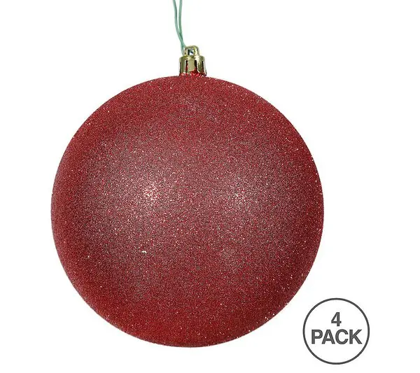 VICKERMAN 6' Glitter Ball Ornament, 4 Per Bag