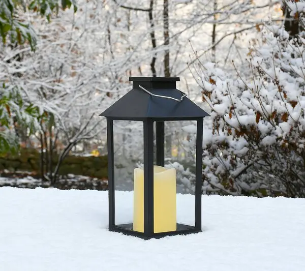 LUMABASE Solar Powered Traditional Lantern With Led Candle