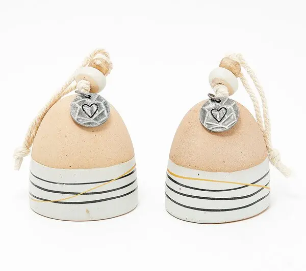 DEMDACO Set Of 2 Stoneware Inspirational Mini Bells - One-color