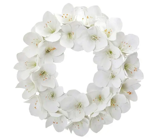 NEARLY NATURAL 24' Amaryllis Artificial Wreath By - One-color