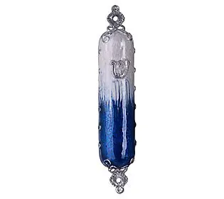 COPA JUDAICA Mezuzah Case Blue Tone Enamel With Stones - One-color