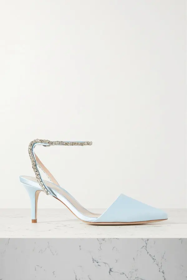 PORTE & PAIRE Crystal-embellished Satin Pumps