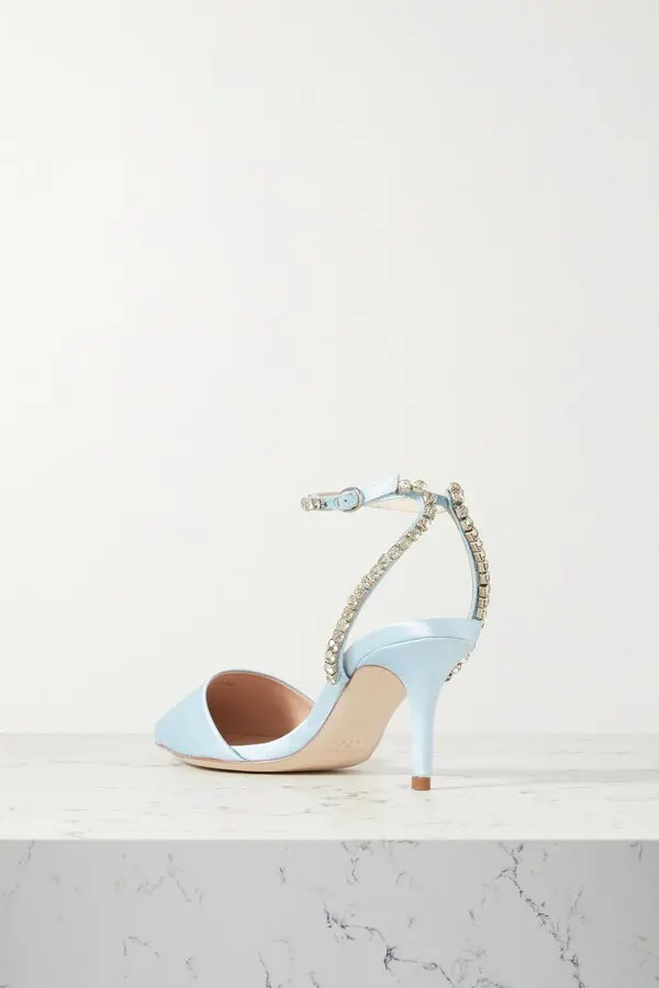 PORTE & PAIRE Crystal-embellished Satin Pumps