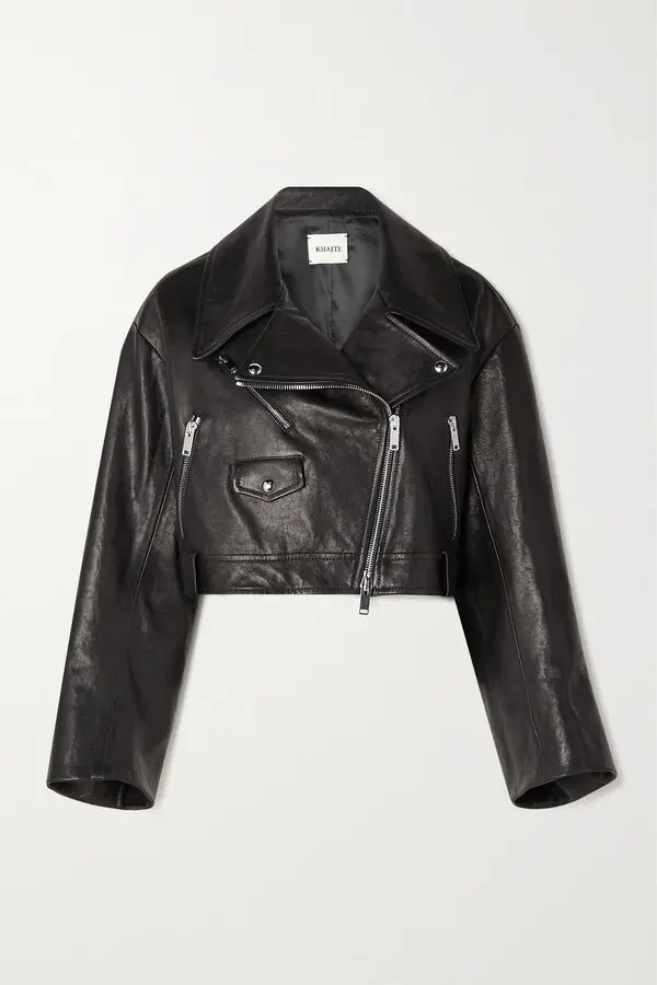 Khaite Gelman Cropped Leather Biker Jacket