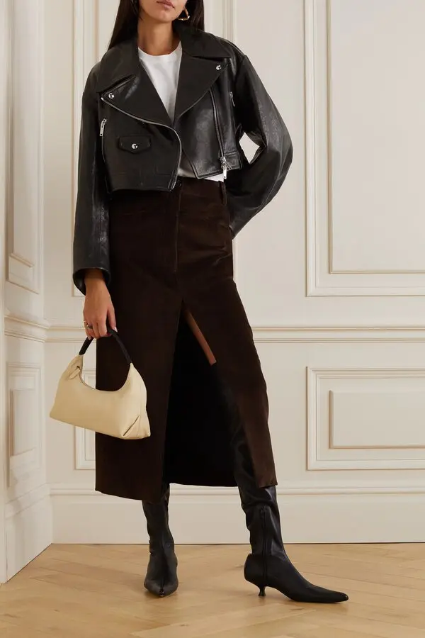 Khaite Gelman Cropped Leather Biker Jacket