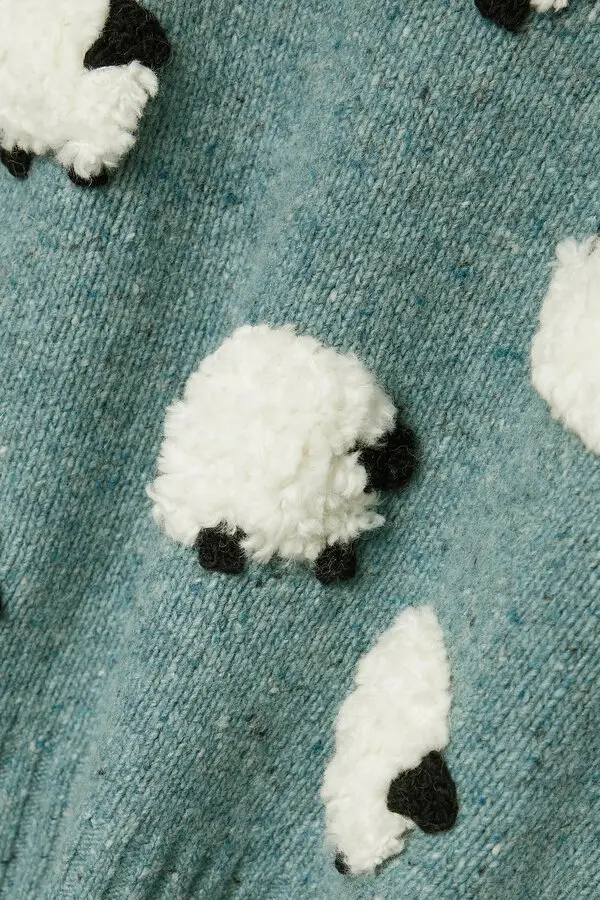Sea Samira Cropped Appliquéd Merino Wool-blend Sweater