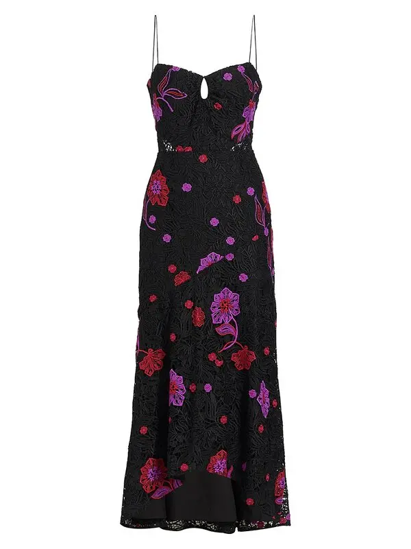 Monique Lhuillier High-low Floral-lace Midi-dress