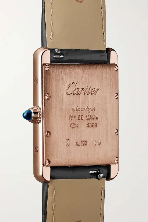 Cartier Black Tank Louis Automatic 25.5mm 18-karat Rose Gold And Alligator Watch