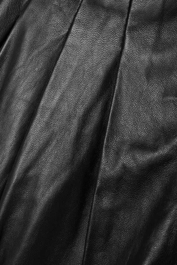 CEFINN The Saffron Pleated Textured-leather Midi Skirt