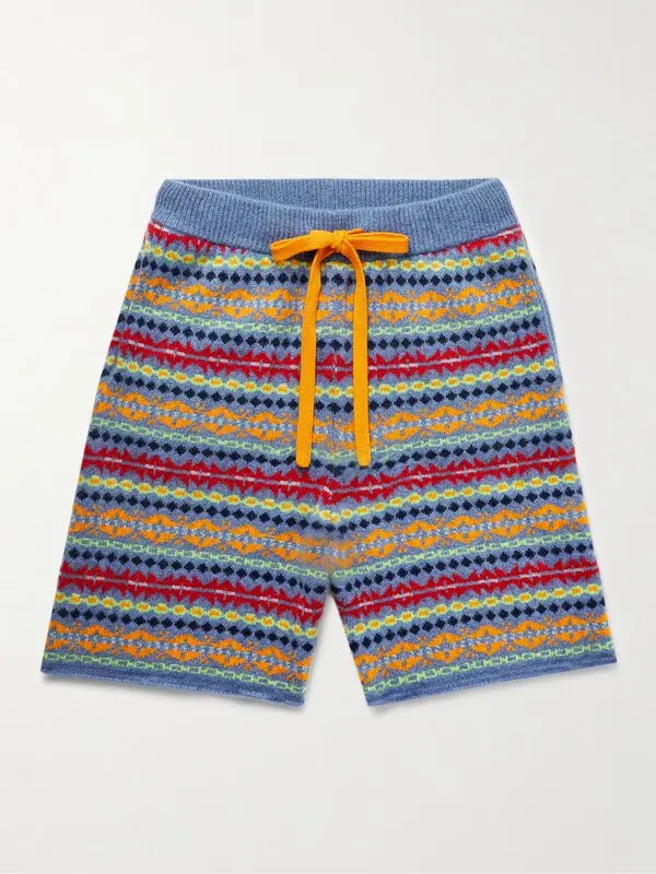 THE ELDER STATESMAN Fair Isle Cashmere Shorts