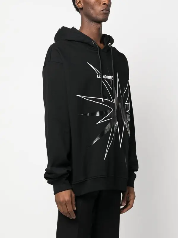 LES HOMMES Logo Star-print Drawstring Hoodie