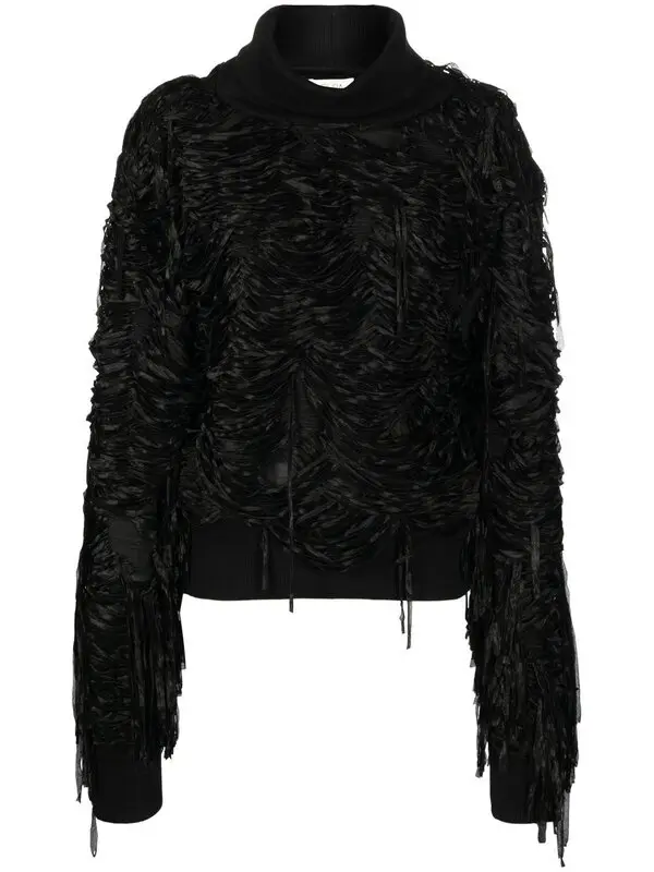 QUIRA Fringed Long-sleeve Jumper