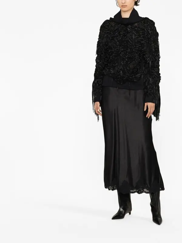 QUIRA Fringed Long-sleeve Jumper