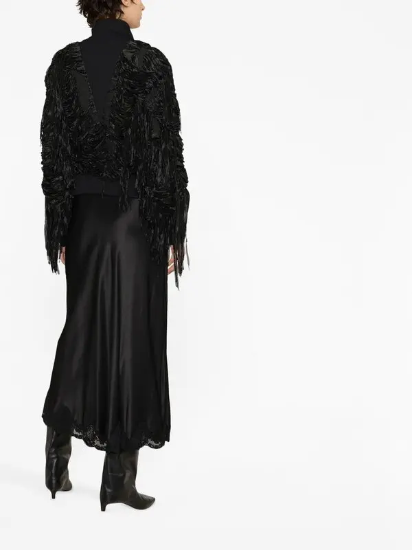 QUIRA Fringed Long-sleeve Jumper