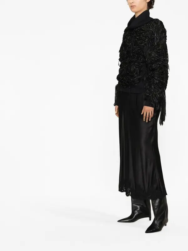 QUIRA Fringed Long-sleeve Jumper