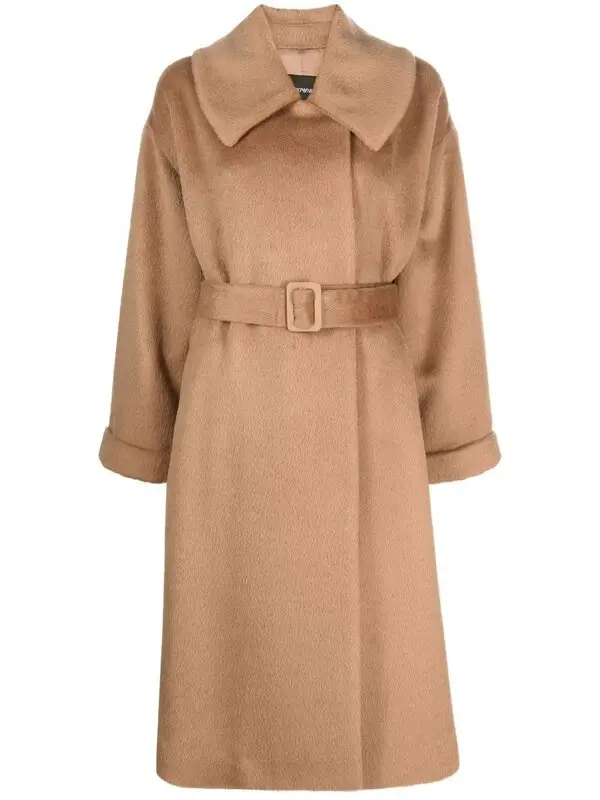 Emporio Armani Belted Virgin Wool-blend Coat