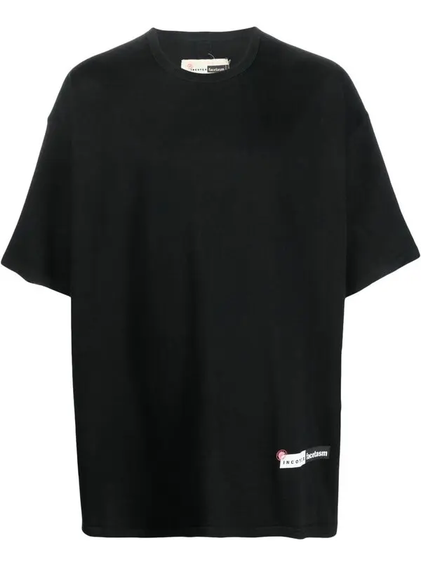 INCOTEX RED X FACETASM Stripe-detail Short-sleeved T-shirt - Black