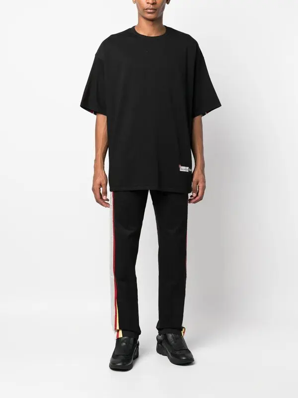 INCOTEX RED X FACETASM Stripe-detail Short-sleeved T-shirt - Black