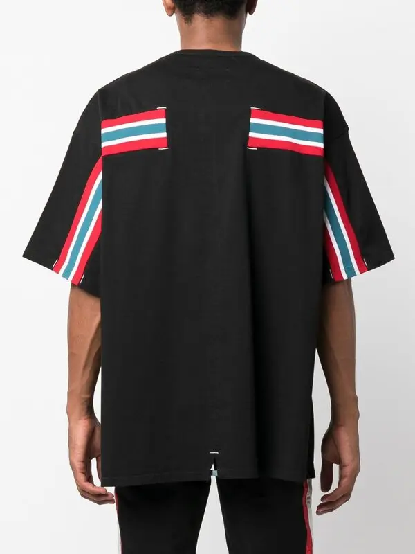 INCOTEX RED X FACETASM Stripe-detail Short-sleeved T-shirt - Black