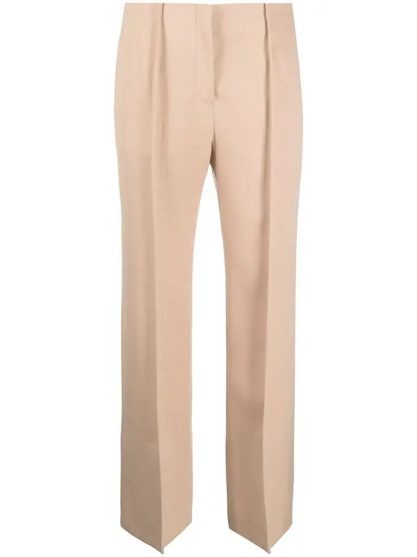 JIL SANDER Pintuck-detail Flared Trousers - Neutrals