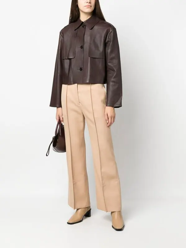 JIL SANDER Pintuck-detail Flared Trousers - Neutrals