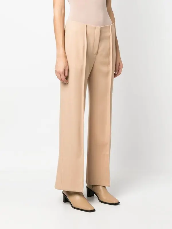 JIL SANDER Pintuck-detail Flared Trousers - Neutrals