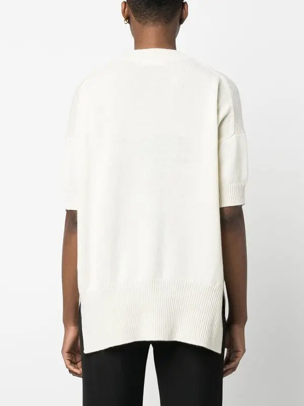 JIL SANDER Cream White Cashmere Short Sleeve Top - Neutrals