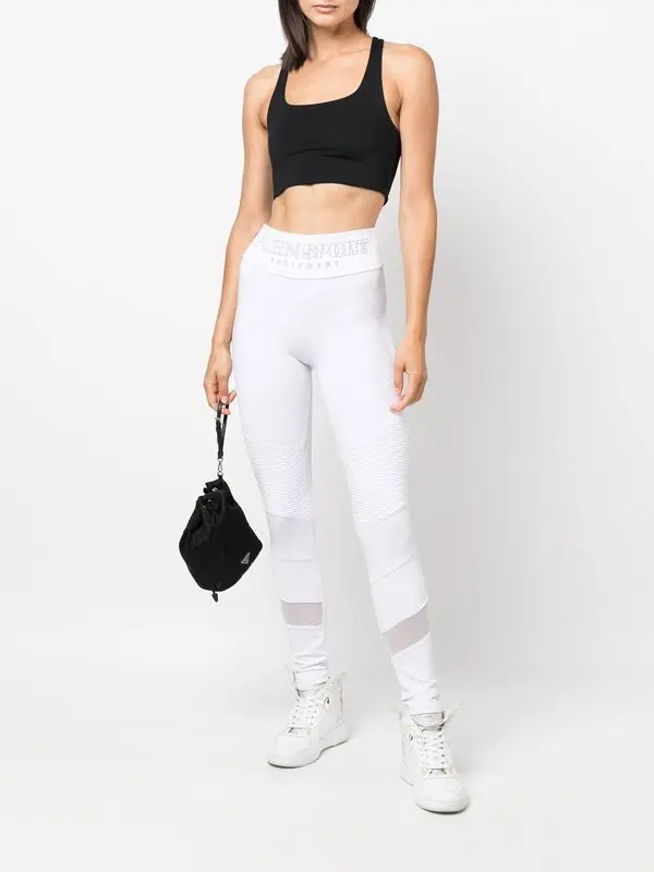 PLEIN SPORT Statement Cotton-blend Leggings - White