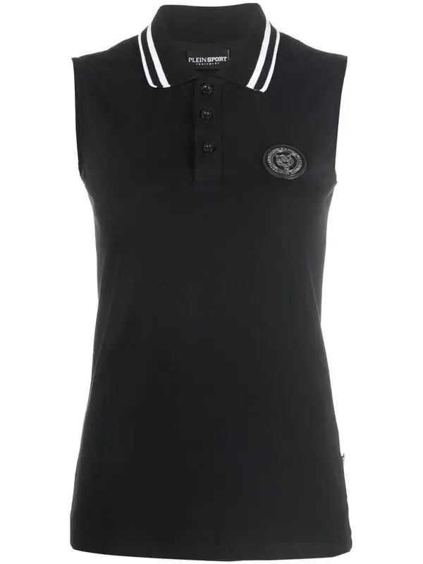 PLEIN SPORT Logo-patch Polo Shirt - Black