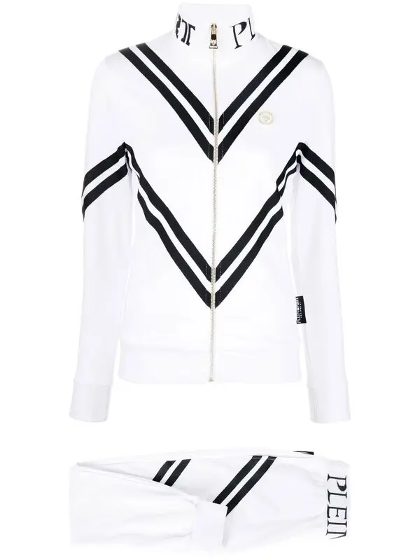PLEIN SPORT Stripe-print Zip-up Tracksuit - White