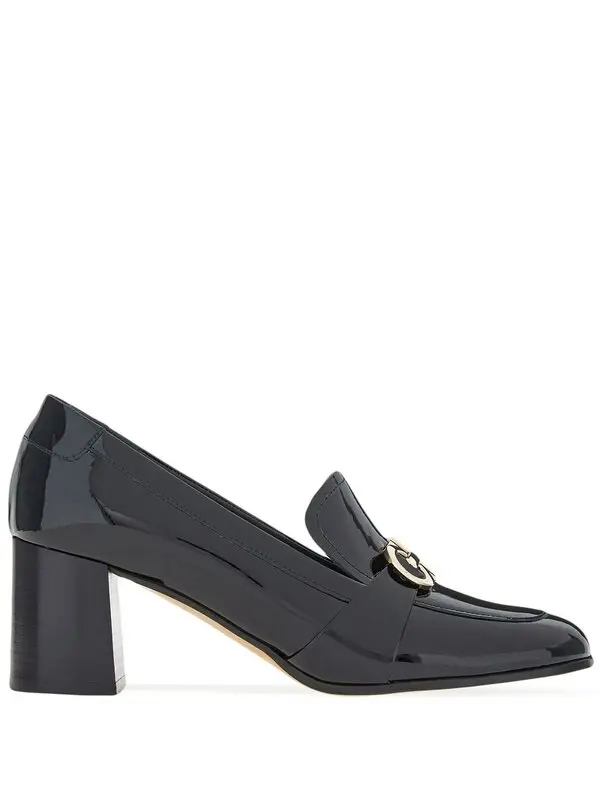 FERRAGAMO Olivia Patent-leather 60mm Loafers - Black