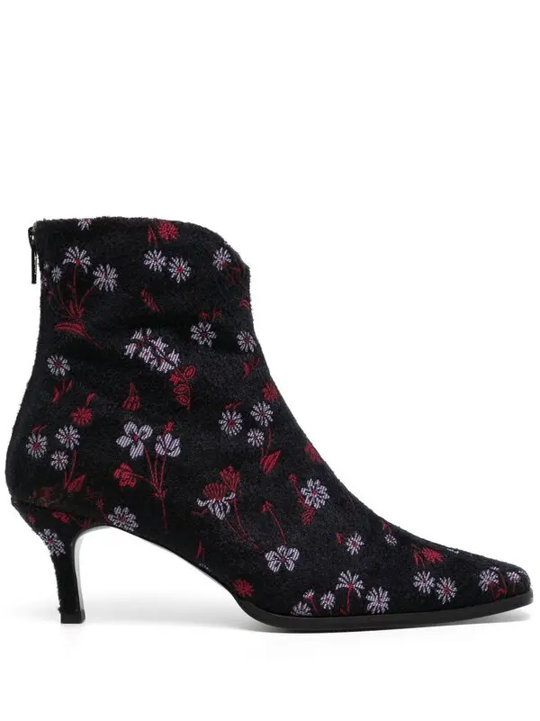 MAME KUROGOUCHI Floral-embroidered Velvet Boots