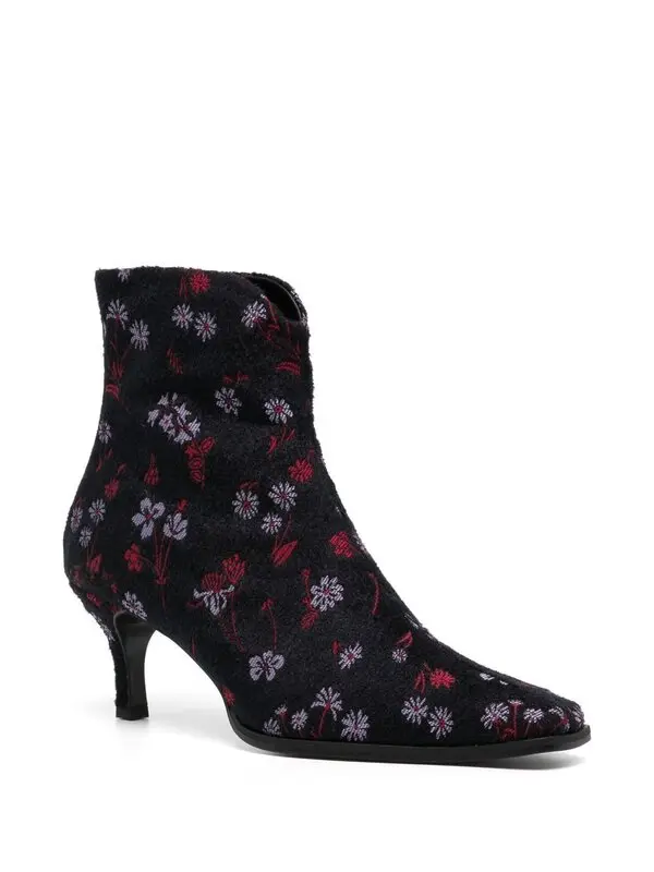 MAME KUROGOUCHI Floral-embroidered Velvet Boots