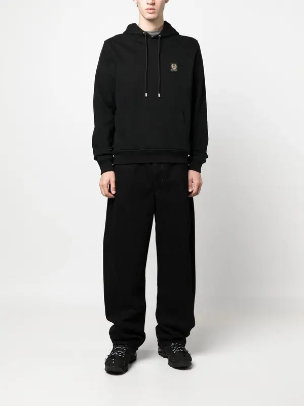 Belstaff Logo-patch Hooded Sweatshirt - Black