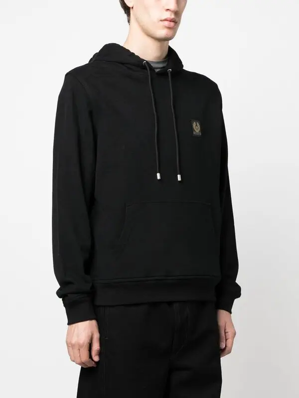 Belstaff Logo-patch Hooded Sweatshirt - Black