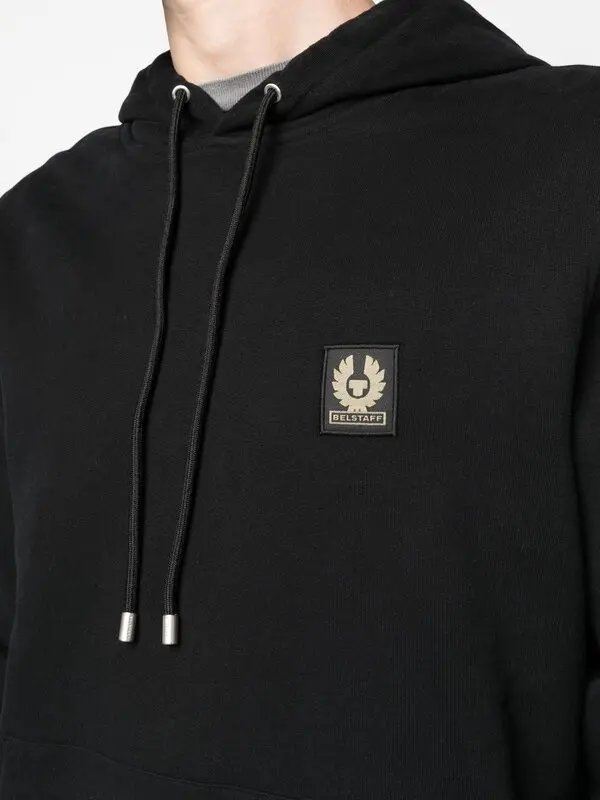 Belstaff Logo-patch Hooded Sweatshirt - Black