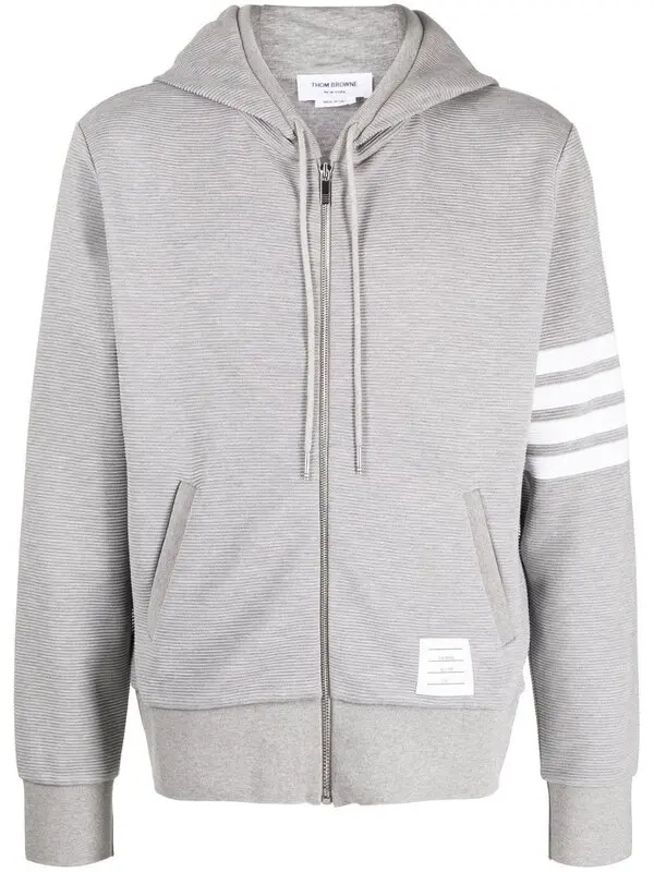 Thom Browne Logo-patch Zip-up Hoodie