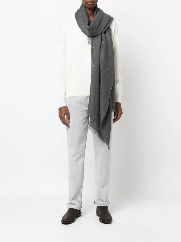 Brunello Cucinelli Sequin-embellished Scarf - Grey