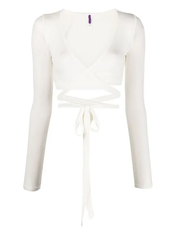 MAISON CLOSE Ribbed Wrap Design Long Sleeve Top