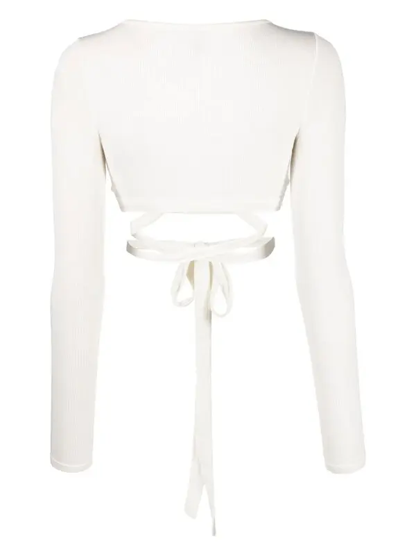 MAISON CLOSE Ribbed Wrap Design Long Sleeve Top