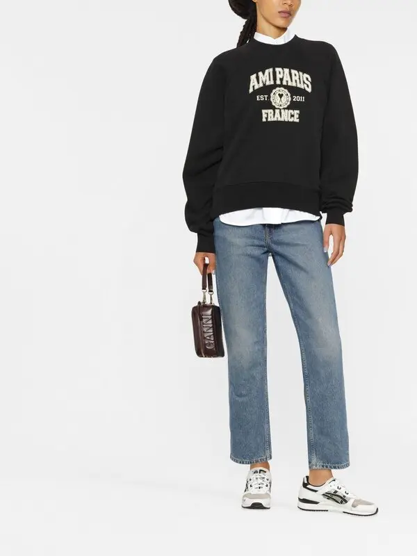 AMI Paris Logo Print Organic Cotton Sweatshirt