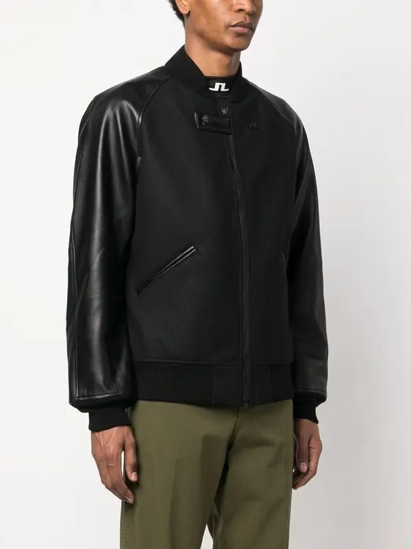 Y3 Contrast-Sleeves Flannel Bomber Jacket In Black 77% Off