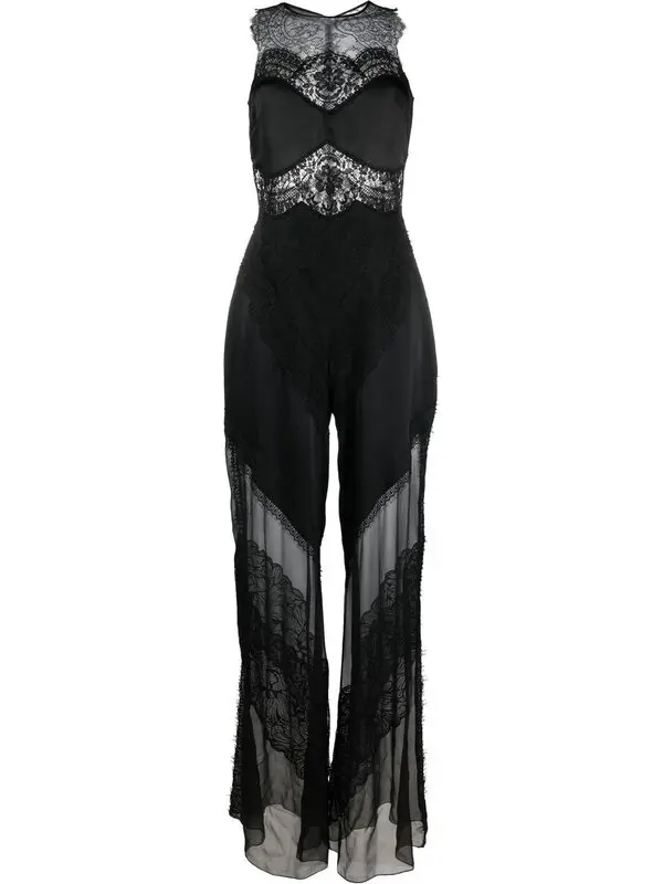 Alberta Ferretti Silk Lace-panelled Jumpsuit