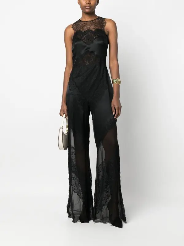 Alberta Ferretti Silk Lace-panelled Jumpsuit