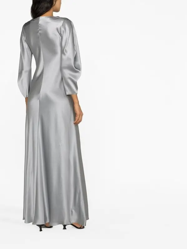 Alberta Ferretti Satin Long-sleeve Gown