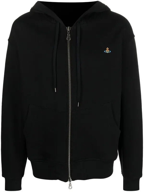 Vivienne Westwood Orb-Motif Zip-Up Hoodie - Black | Editorialist