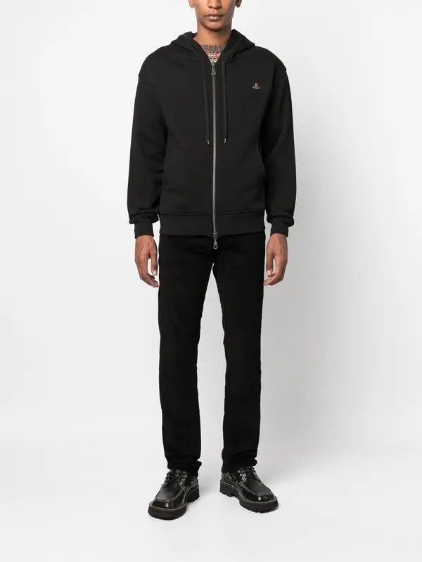 Vivienne Westwood Orb-Motif Zip-Up Hoodie - Black | Editorialist