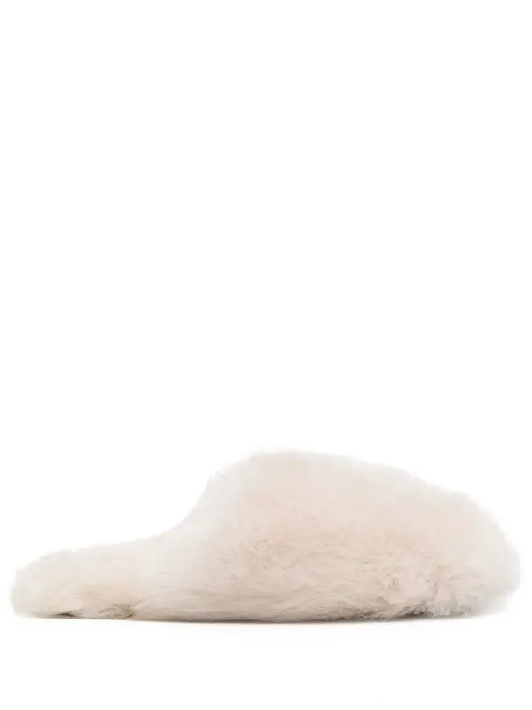 YVES SALOMON Fur Slippers - White