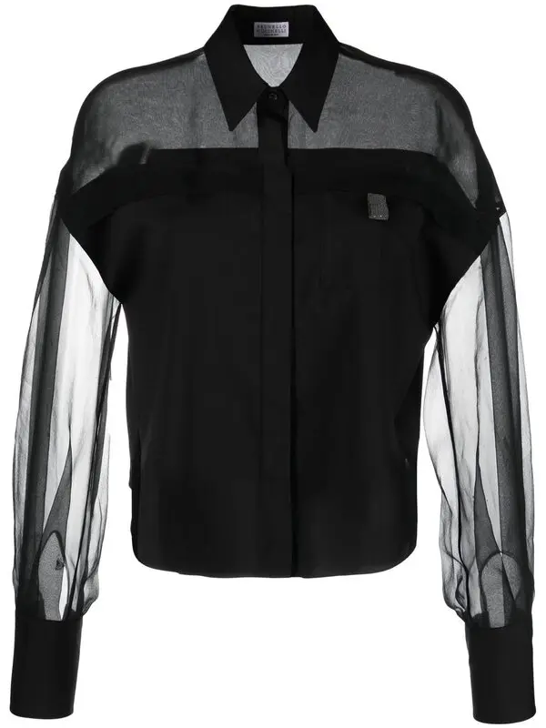 Brunello Cucinelli Semi-sheer Long-sleeve Shirt