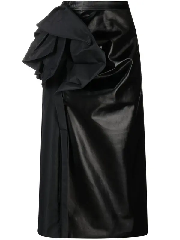 MAISON MARGIELA Faux-leather Draped Midi Skirt